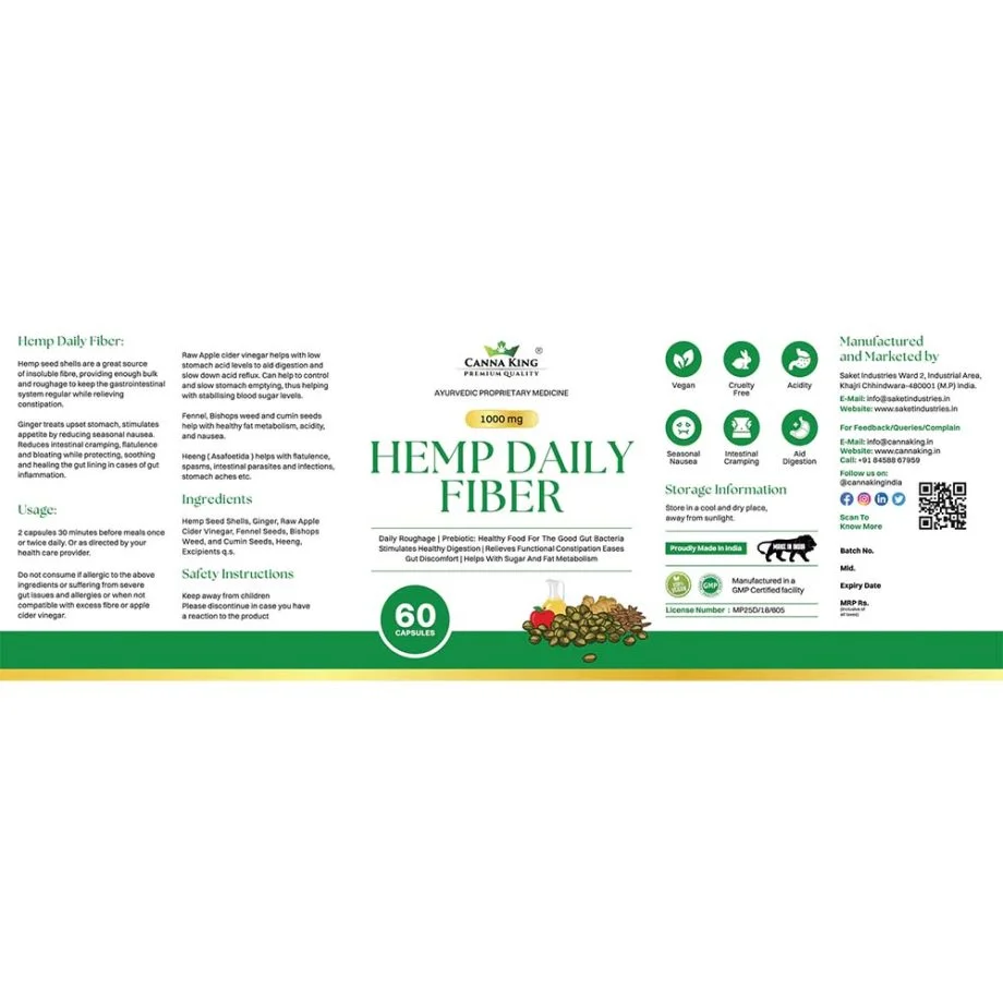 Cannaking Hemp Daily Fiber Capsules, 60 Capsules (1000 Mg) | Its Hemp